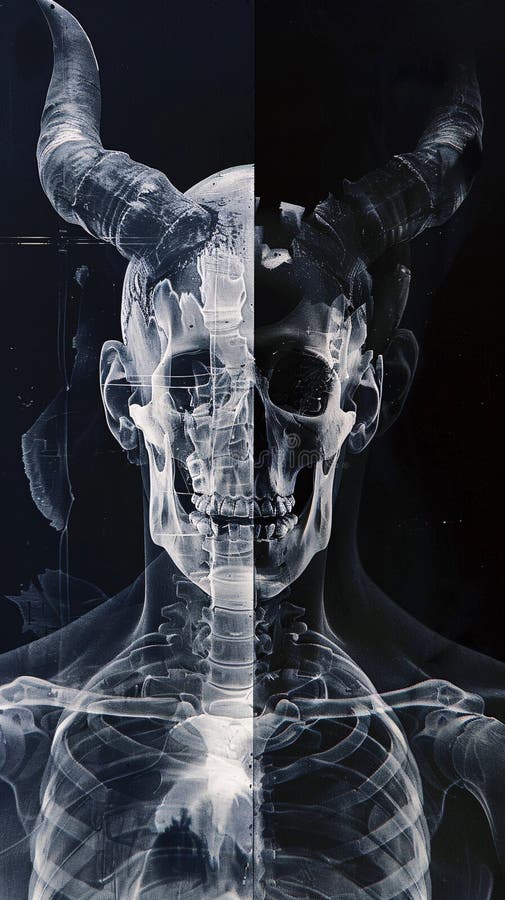 X-ray of a Skeletal Demon Haunting, Halloween Stock Illustration ...