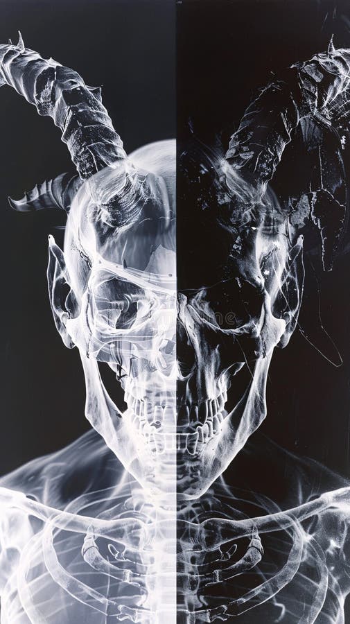 X-ray of a Skeletal Demon Haunting, Halloween Stock Illustration ...