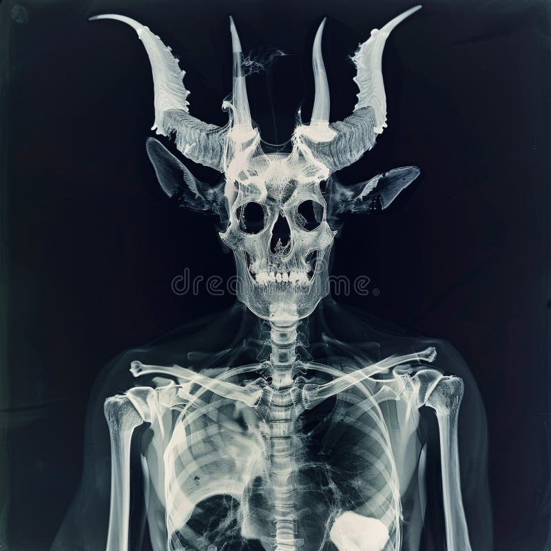 X-ray of a Skeletal Demon Haunting, Halloween Stock Illustration ...