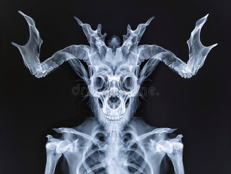 X-ray of a Skeletal Demon Haunting, Halloween Stock Illustration ...