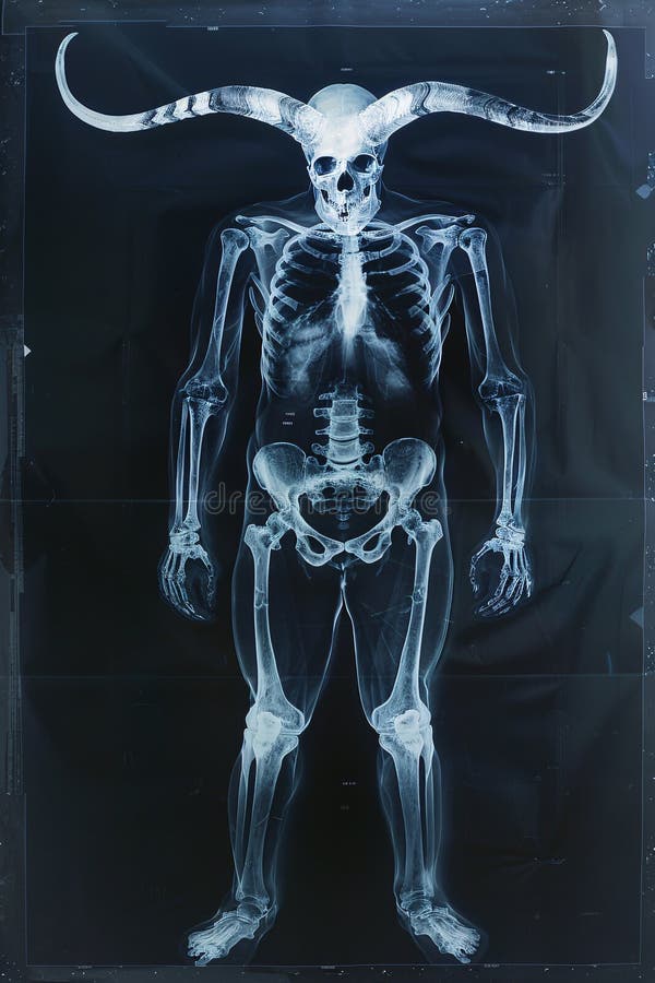 X-ray of a Skeletal Demon Haunting, Halloween Stock Illustration ...