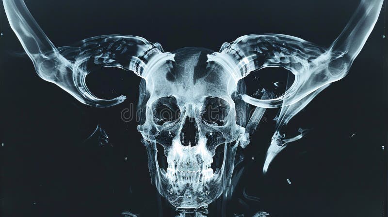 X-ray of a Skeletal Demon Haunting, Halloween Stock Illustration ...