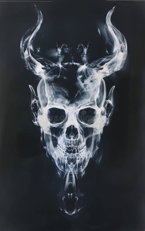 X-ray of a Skeletal Demon Haunting, Halloween Stock Illustration ...