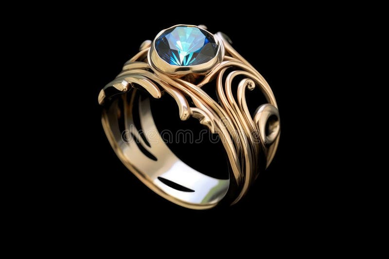 Artistic Ring with a Handcrafted Design Featuring Swirling Lines and ...