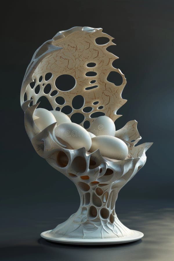 Artistic Sculpture of Eggs in a Perforated Shell Symbolizing Birth ...