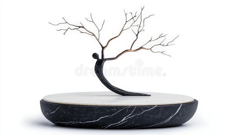 Artistic Sculpture of a Tree Figure Isolated on White Background Stock ...