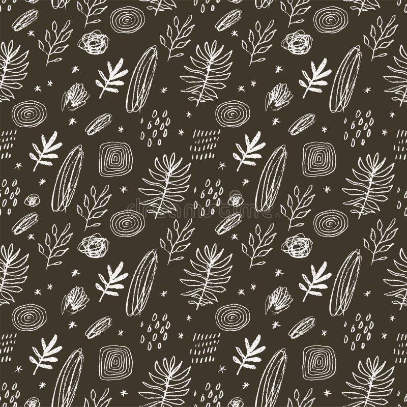 Vector Seamless Pattern with Natural Design Elements, Abstract Plants ...