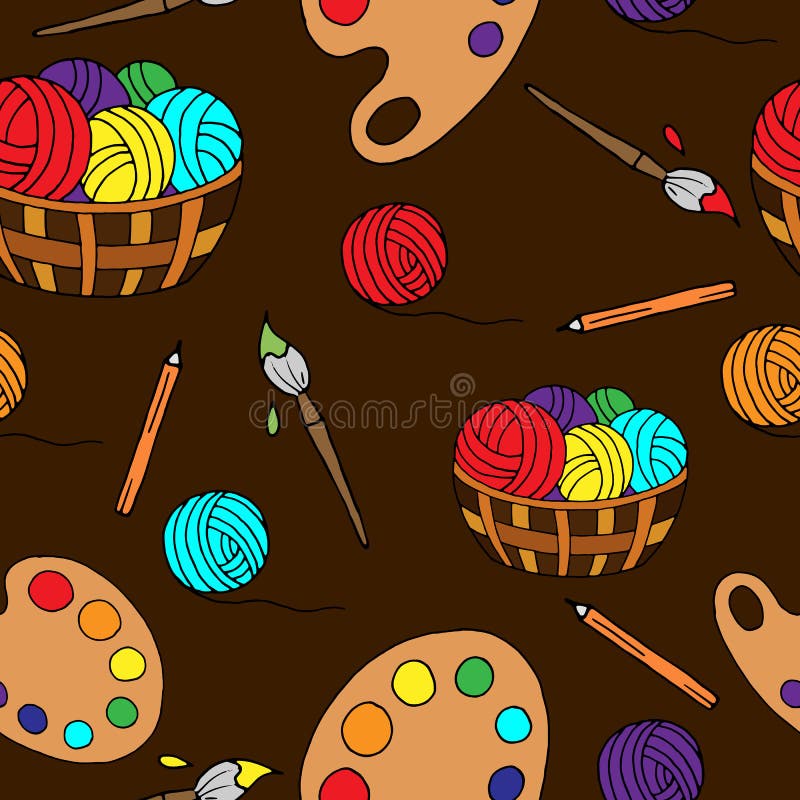 2020 Artistic, Seamless Pattern, Wallpaper Ornament, Artist`s Things ...