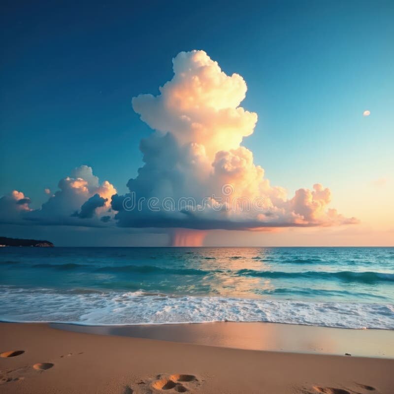 Artistic Seascape, Dramatic Cloudscape Over Sandy Beach, Canvas, Ocean ...