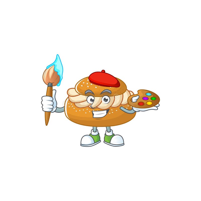 An Artistic Semla Artist Cartoon Design Using a Brush Stock Vector ...