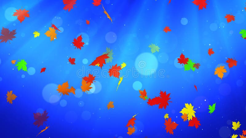 Artistic Shape Falling Autumn Leaves in the Wind with Flying Glitter ...