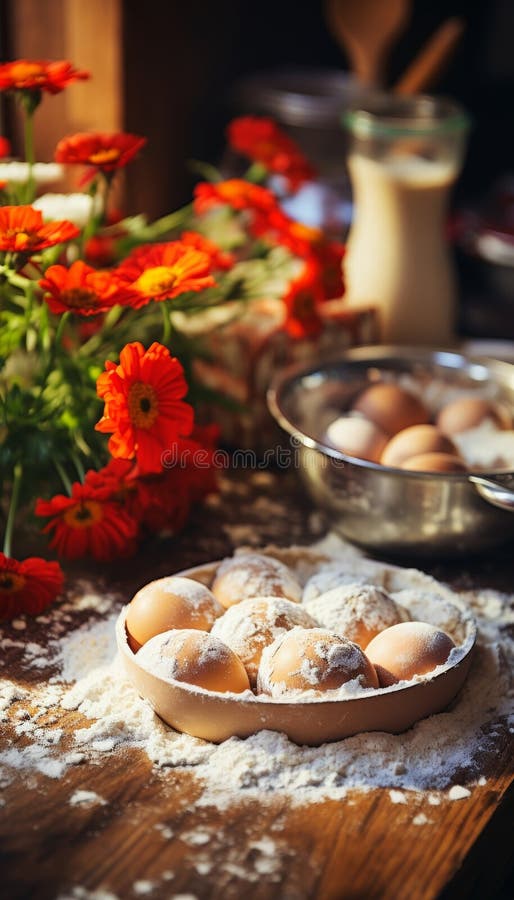 Artistic Shot of a Rolling Pin Dusted with Flour, Surrounded by ...
