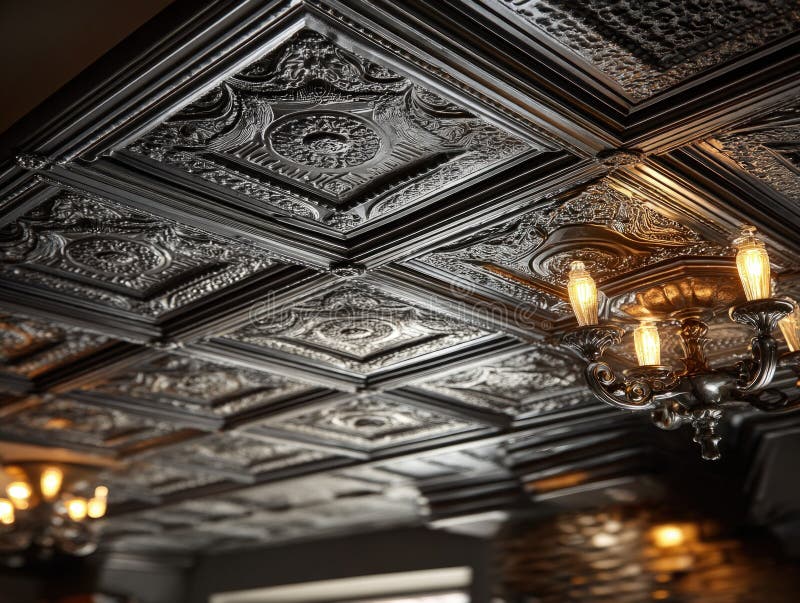 An Artistic Shot of a Vintage Tin Ceiling Tile Stock Image - Image of ceiling, generated: 381564639