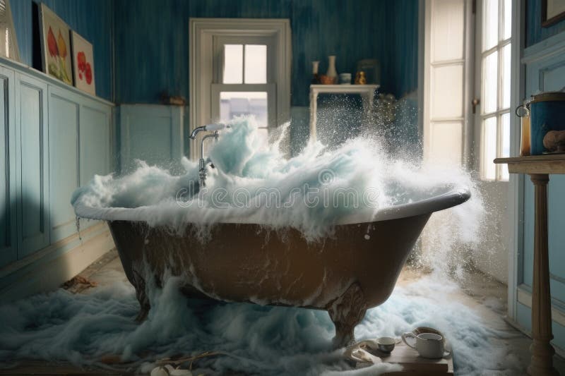 Artistic Shot of Water Streaming Down the Side of an Overflowing Tub ...