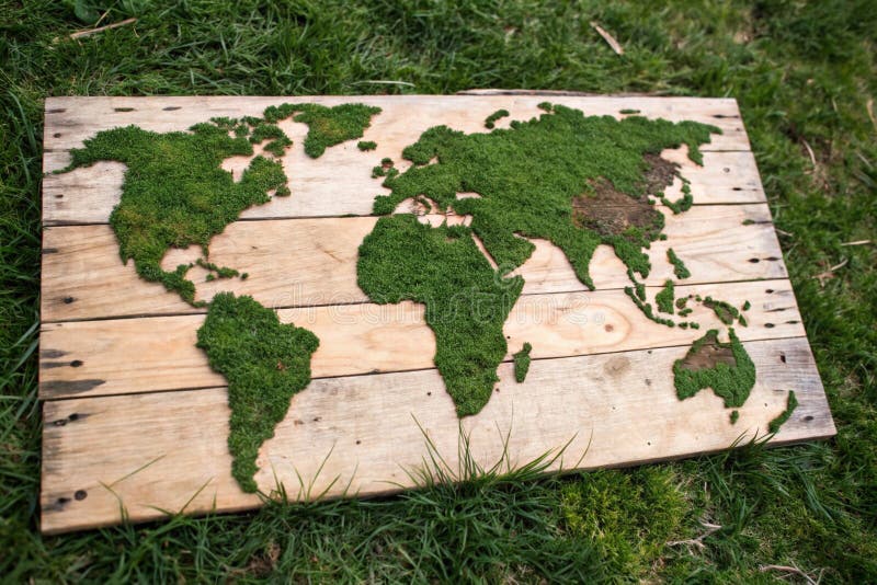 World Map Textures on Wooden Surface Stock Illustration - Illustration ...