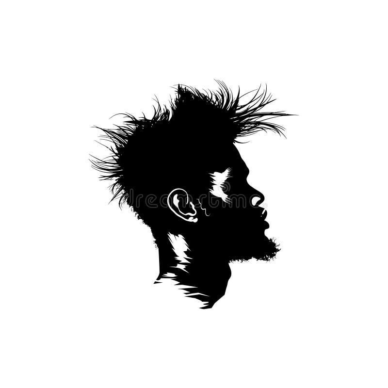 Artistic Silhouette of Man with Spiky Hair. Vector Icon Design Stock ...