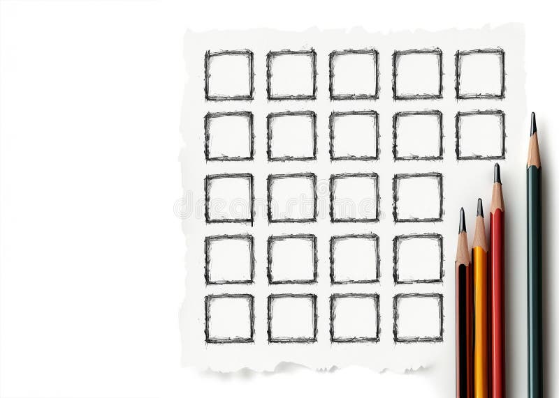 Artistic Sketch of Empty Squares with Colored Pencils for Creative ...
