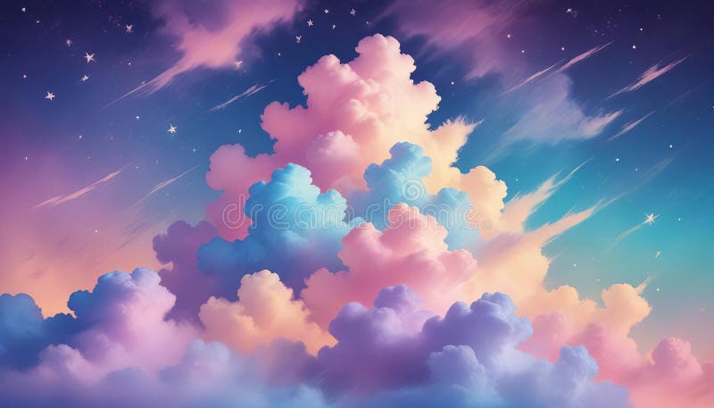 Artistic Soft Cloud and Sky with Grunge Paper Texture Stock ...