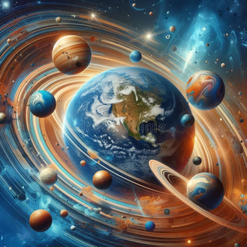 Artistic Solar System and Earth Representation Stock Photo - Image of ...