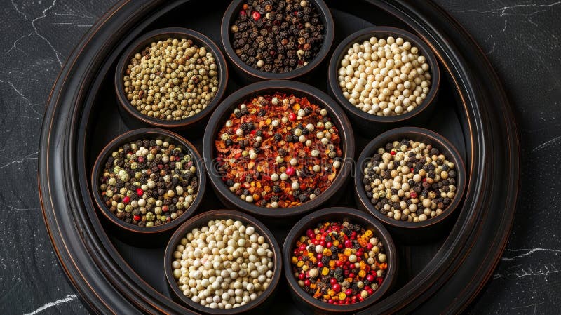 Artistic Spice Palette Assorted Spices in Elegant Small Bowls for ...