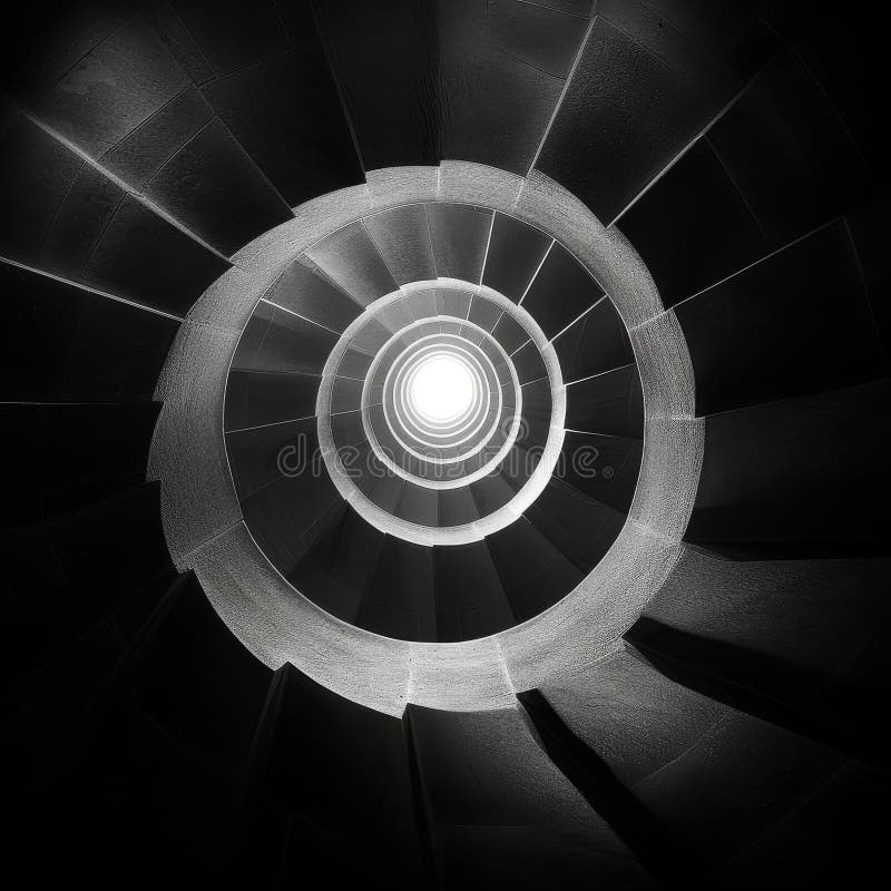 Artistic Spiral Staircase in Monochrome Stock Illustration - Illustration of staircase, design ...