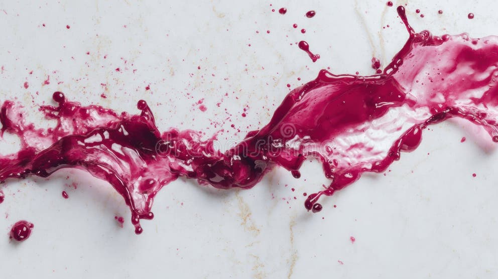 Artistic Splash of Beet Juice on a White Marble Surface with Clear Side ...