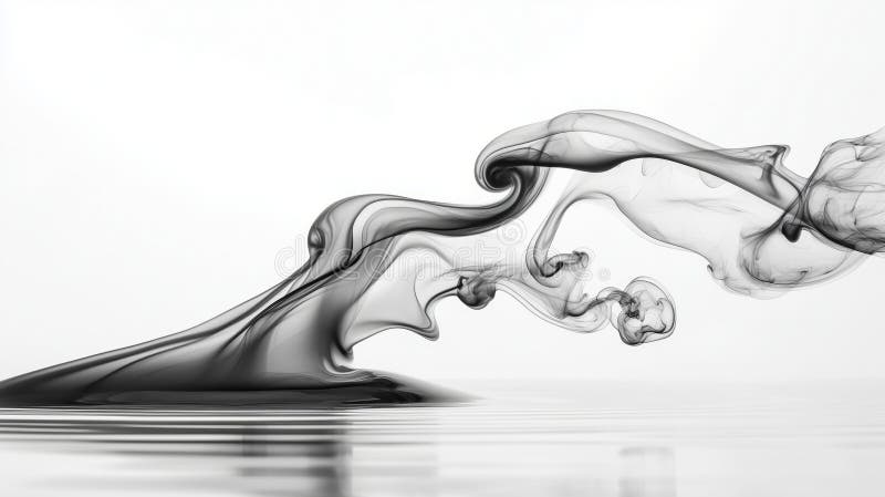 Black Ink Swirl Over Water Forming Abstract Shapes on White Background ...