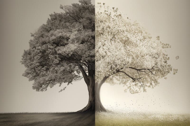 Dual Season Tree Transition Stock Illustration - Illustration of ...