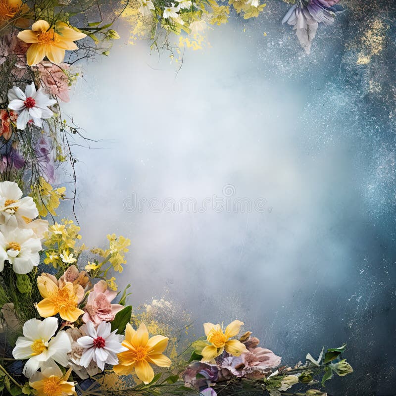 Artistic Spring Flowers Frame Background Stock Illustration ...