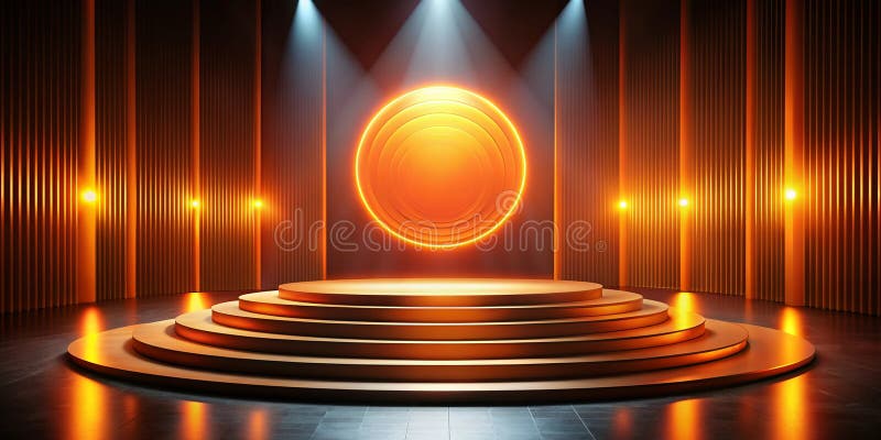 Artistic Stage with a Glowing Orange Disc and Steps Generative by AI ...