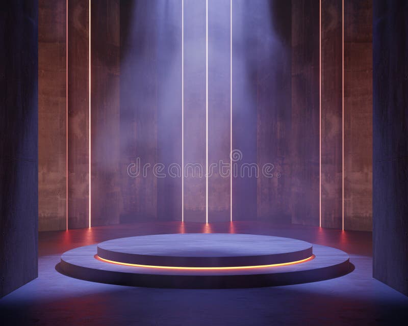Artistic Stage Set for Contemporary Performance, with Abstract Light ...