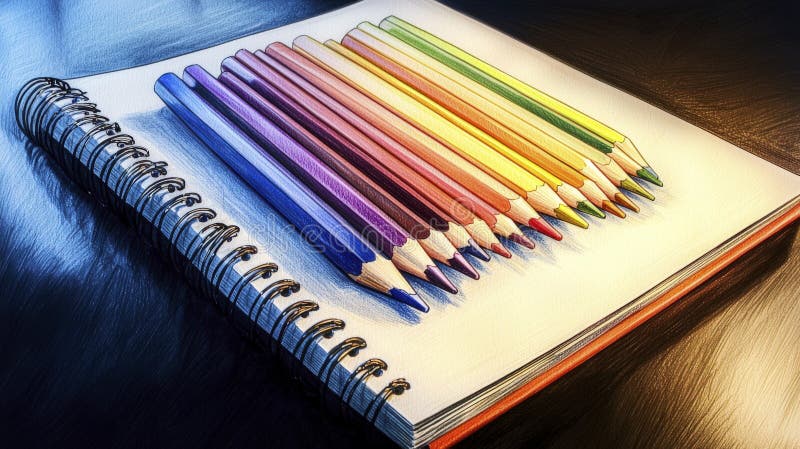 Artistic Still Life Gradient Arrangement of Colored Pencils in a ...