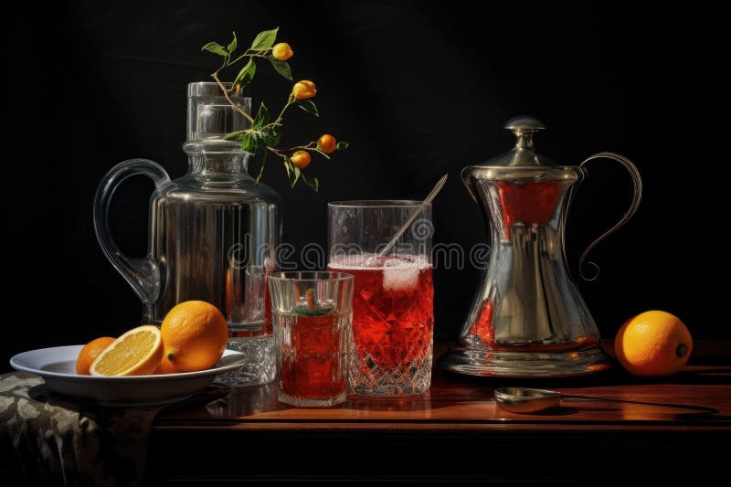 Artistic Still Life of Homemade Cocktail Setup Stock Illustration ...
