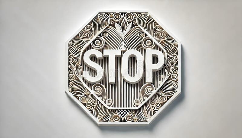 Artistic Stop Sign with Intricate Designs- AI Generated Stock Image ...
