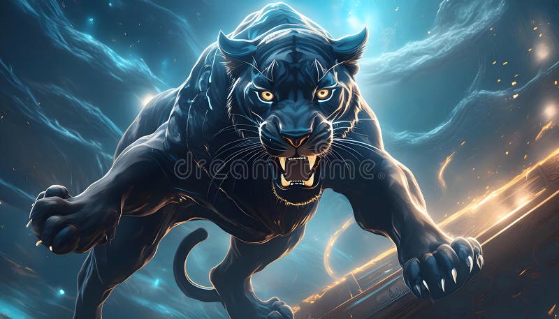 Artistic Strange Magic Black Panther Fighting on Digital Art Concept ...