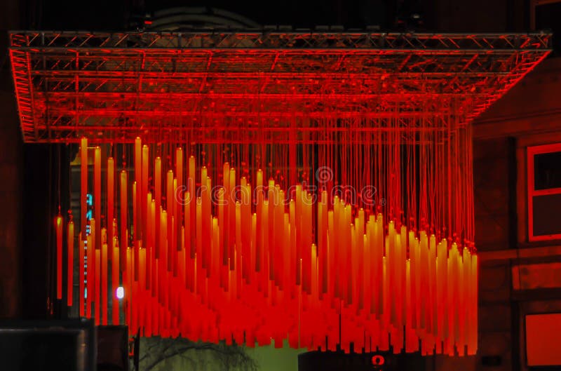 Artistic Structure in Metal and Red Lights Stock Image - Image of ...