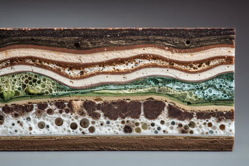 Artistic Study Showing Cross Section of Layered Materials, Showcasing ...