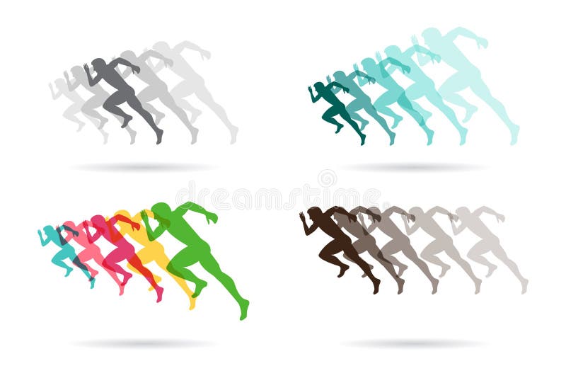 Artistic Stylized Running Men in Motion Stock Vector - Illustration of ...
