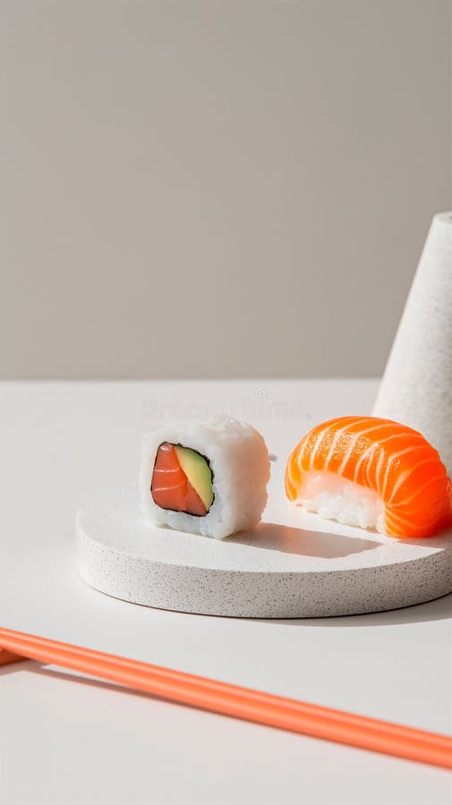 Artistic Sushi Arrangement with Salmon Sashimi and Maki Rolls Stock ...