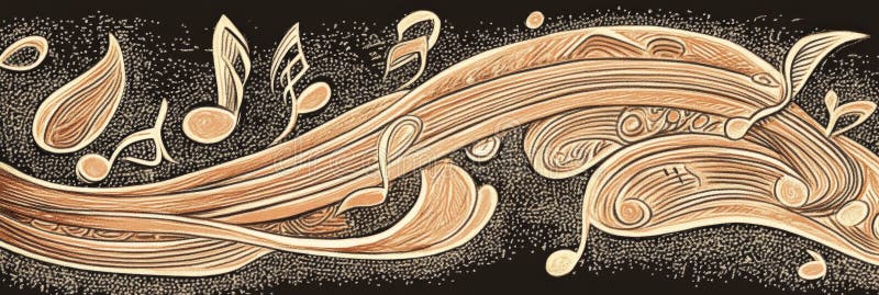 Flowing Musical Notes with Swirling Abstract Design Stock Illustration ...