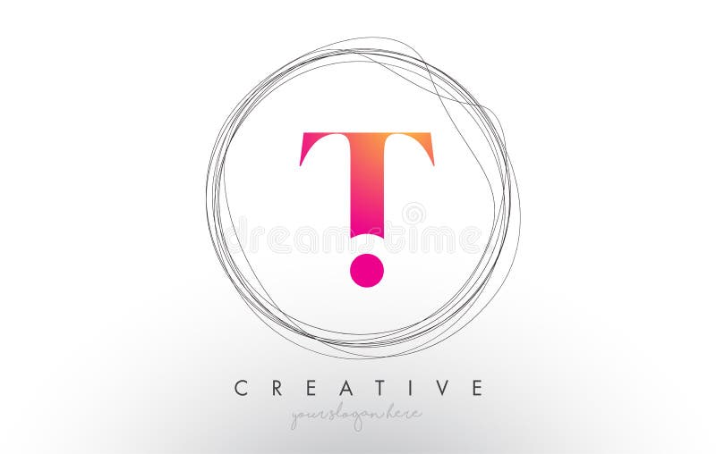 Artistic T Letter Logo Design with Creative Circular Wire Frame Around ...