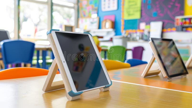 Artistic Tablet Stands for Creative Classrooms Stock Illustration ...