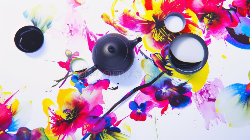 Artistic Tea Set Explosion stock photo. Image of ceramics - 319309242