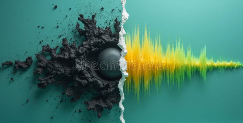Artistic Teal Background with Dynamic Abstract Sound Wave Visualization ...