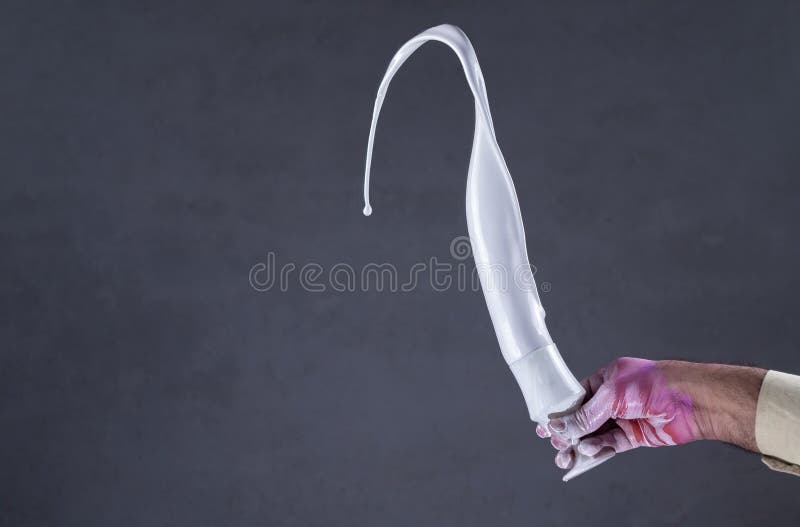 Artistic Throw of White Splash Paint by Artist - Creative Process ...