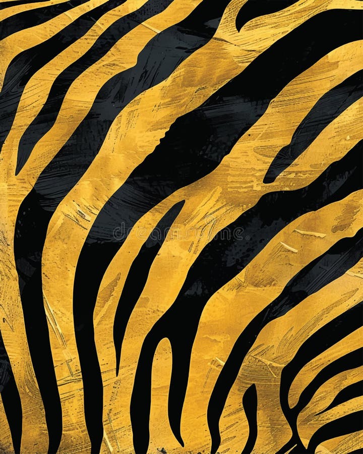 Artistic Tiger Stripes Pattern in Black and Gold Colors Stock Vector ...