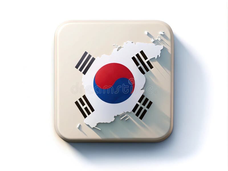 Artistic TiltShift Map of South Korea a Flat Design Long Shadow ...