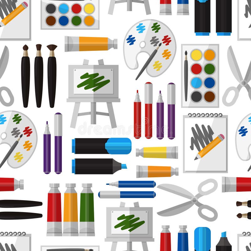 Artistic Tool Seamless Pattern Vector Design Illustration Stock Vector ...