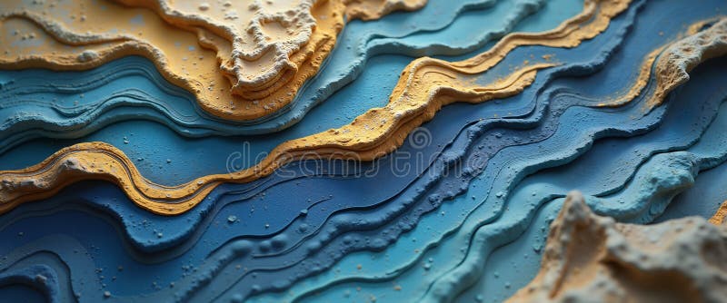 Artistic Topographic Map in Blue and Beige Tones, Perfect for ...