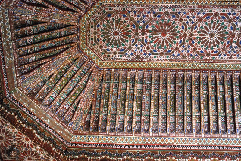 Artistic and Traditional Ceiling Design in Morocco Stock Photo - Image ...